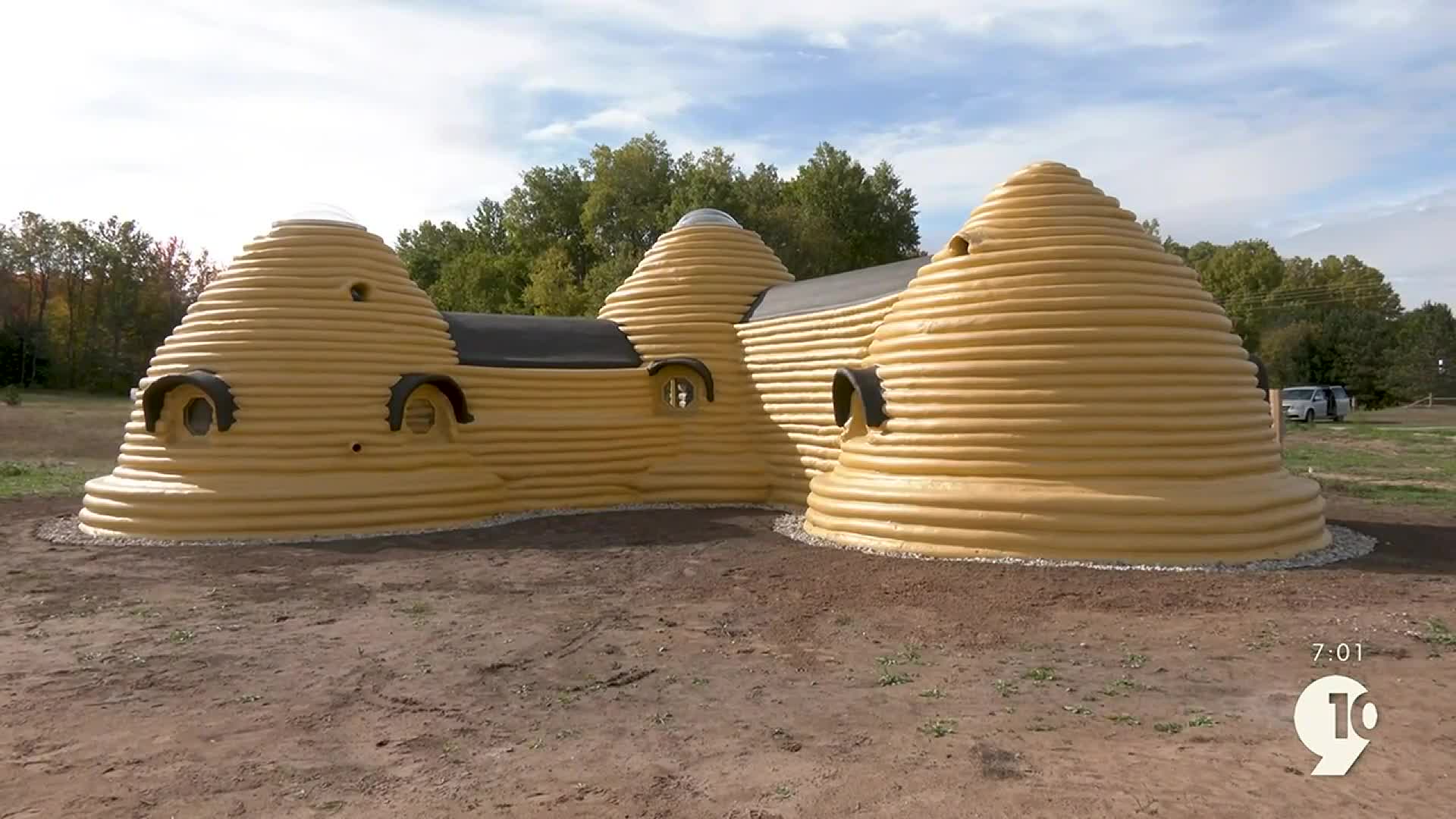 ‘The Hive’ in Luther is the only one of its kind in Michigan, made using SuperAdobe construction ...